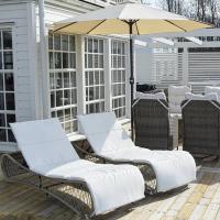 China New Original Outside Sun Bed Lounger White Cushion Poly Rattan Gray Pool Chaise Lounge for sale