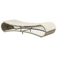China New Original Outside Sun Bed Lounger White Cushion Poly Rattan Gray Pool Chaise Lounge for sale