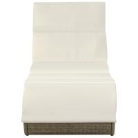 China New Original Outside Sun Bed Lounger White Cushion Poly Rattan Gray Pool Chaise Lounge for sale