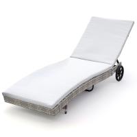 China Outdoor Beach Swimming Pool Folding Lounge Chair Sunbed With 2 Wheels Customized Rattan Sunlounger for sale