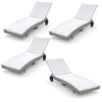 China Outdoor Beach Swimming Pool Folding Lounge Chair Sunbed With 2 Wheels Customized Rattan Sunlounger for sale