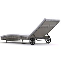 China Outdoor Beach Swimming Pool Folding Lounge Chair Sunbed With 2 Wheels Customized Rattan Sunlounger for sale