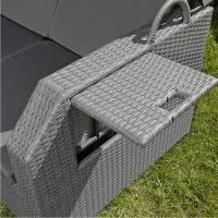 China Leisure Outdoor Rattan Double Sun Bed Rattan Wicker Chaise Lounge Garden Poolside Canopy Bed  Sofa Bed With Stool Bench for sale