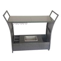 China Factory Wholesale Clear Acrylic Rattan Bar Cart with Glass Tabletop and Stainless Steel Connector Green Silver Gold Silkscreen for sale