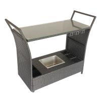 China Factory Wholesale Clear Acrylic Rattan Bar Cart with Glass Tabletop and Stainless Steel Connector Green Silver Gold Silkscreen for sale