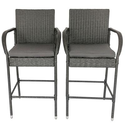 China Wholesale Outdoor Rattan High Stool Wicker Bar Chair Home  Living Garden Patio Outdoor Furniture for sale