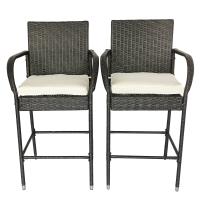 China Wholesale Outdoor Rattan High Stool Wicker Bar Chair Home  Living Garden Patio Outdoor Furniture for sale