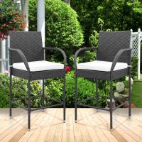 China Hot Sale Furniture Garden Chair for Outdoor Set Rattan Barstool High Seat Bar Chairs for sale