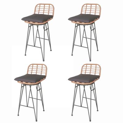 China High Quality Hot Sale Outdoor All Weather Resistance Footrest Rattan Wicker Bar Stools for sale