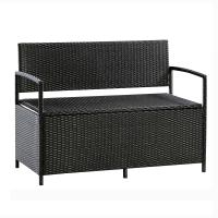China Garden Furniture Bistro Set Wicker Chair Hot Sale Iron Outdoor Rattan Seat Storage Function Chair Loveseat Storage for sale