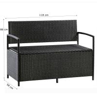 China Garden Furniture Bistro Set Wicker Chair Hot Sale Iron Outdoor Rattan Seat Storage Function Chair Loveseat Storage for sale