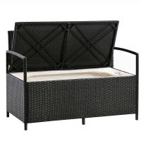China Garden Furniture Bistro Set Wicker Chair Hot Sale Iron Outdoor Rattan Seat Storage Function Chair Loveseat Storage for sale