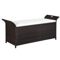 China Wholesale Price High Quality Steel Frame  Rattan Storage Bench Outdoor Furniture Storage Box With Eye Rings 2 Sides Garden Bench for sale
