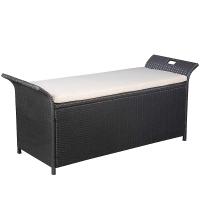 China Wholesale Price High Quality Steel Frame  Rattan Storage Bench Outdoor Furniture Storage Box With Eye Rings 2 Sides Garden Bench for sale