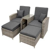 China Swimming Pool Chaise Lounge Plastic Rattan Outdoor Furniture Multi-Function Chair Stool Storage Box Table for sale