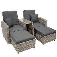 China Swimming Pool Chaise Lounge Plastic Rattan Outdoor Furniture Multi-Function Chair Stool Storage Box Table for sale