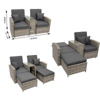 China Swimming Pool Chaise Lounge Plastic Rattan Outdoor Furniture Multi-Function Chair Stool Storage Box Table for sale