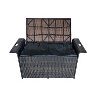 China Dual-Tone PE Rattan Outdoor Storage Bench 255L Large Capacity Patio Garden Storage Box with Galvanized Steel Frame for sale