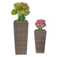 China Outdoor Indoor Rattan Flower Pot Wicker Garden Planter Stand for sale