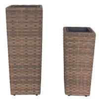 China Outdoor Indoor Rattan Flower Pot Wicker Garden Planter Stand for sale