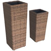China Outdoor Indoor Rattan Flower Pot Wicker Garden Planter Stand for sale