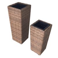 China Outdoor Indoor Rattan Flower Pot Wicker Garden Planter Stand for sale