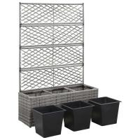 China Trellis Raised Bed with 3 Pots Indoor Outdoor Garden Patio Courtyard  Poly Rattan Planter Promotion Usage for Climbing  Plants for sale