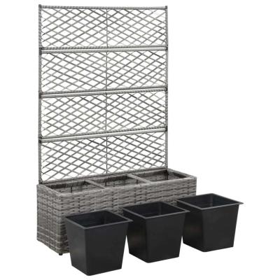 China Trellis Raised Bed with 3 Pots Indoor Outdoor Garden Patio Courtyard  Poly Rattan Planter Promotion Usage for Climbing  Plants for sale