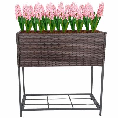 China Metal Plant Pot Flower Bucket Square Rectangle Flower Pot  Garden Rattan Planter Stand for sale