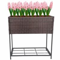 China Metal Plant Pot Flower Bucket Square Rectangle Flower Pot  Garden Rattan Planter Stand for sale