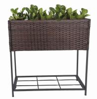 China Metal Plant Pot Flower Bucket Square Rectangle Flower Pot  Garden Rattan Planter Stand for sale