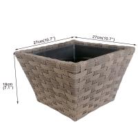China Metal Frame PE Wicker Plastic Pots Artificial Woven Home Garden Plant Pots for sale
