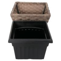 China Metal Frame PE Wicker Plastic Pots Artificial Woven Home Garden Plant Pots for sale