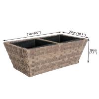 China Factory Wholesale Galvanized Steel Frame Wide PE Rattan Garden Planter Flower Pots for sale