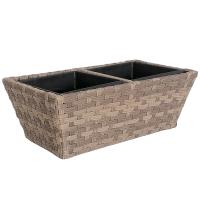 China Factory Wholesale Galvanized Steel Frame Wide PE Rattan Garden Planter Flower Pots for sale