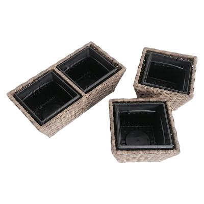 China Factory Hot Sale Metal Frame Set of 3 Plastic Pots Home Garden Planter Stand for sale