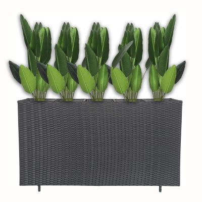 China Metal Frame Poly Rattan Decorative Flower Planters Stand Garden Green Plant Flower Pots for sale