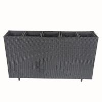 China Metal Frame Poly Rattan Decorative Flower Planters Stand Garden Green Plant Flower Pots for sale