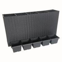 China Metal Frame Poly Rattan Decorative Flower Planters Stand Garden Green Plant Flower Pots for sale