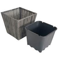 China Handmade Square Shape Metal Frame Wicker Flower Pot with Plastic Original Green OEM Customized Style for sale