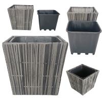 China Handmade Square Shape Metal Frame Wicker Flower Pot with Plastic Original Green OEM Customized Style for sale