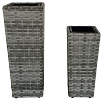China Outdoor Indoor Rattan Flower Pot Wicker Garden Square Planter for sale