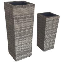 China Outdoor Indoor Rattan Flower Pot Wicker Garden Square Planter for sale