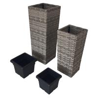 China Outdoor Indoor Rattan Flower Pot Wicker Garden Square Planter for sale