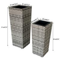 China Outdoor Indoor Rattan Flower Pot Wicker Garden Square Planter for sale