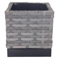 China Latest Popular Garden Planter Metal Frame Weather Resistance PE Rattan Flowerpot Plant Pot for sale