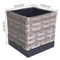 China Set of 2 Latest Popular Garden Planter Metal Frame Weather Resistance PE Rattan Flowerpot Plant Pot for sale
