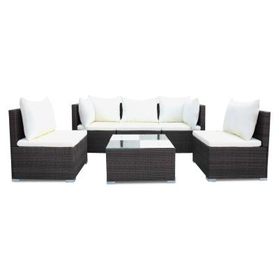 China PE Rattan Corner Conversation Leisure Furniture Outdoor Garden Big Sofas Brown for sale