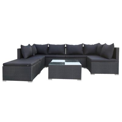 China Factory Promotion Free Combination Sets Conversation Leisure Furniture Outdoor Garden Big Sofa Sets Black for sale
