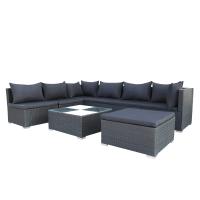 China Factory Promotion Free Combination Sets Conversation Leisure Furniture Outdoor Garden Big Sofa Sets Black for sale
